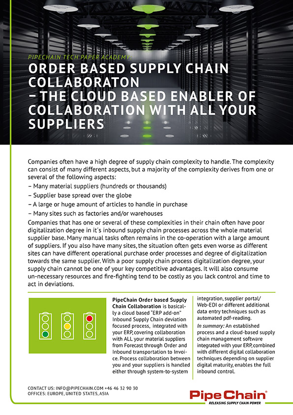 Order based supply chain collaboration | www.pipechain.com